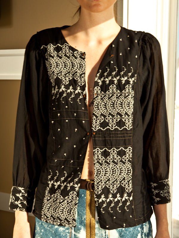 HALF-SHELL EYELET JACKET, BLACK, SAMPLE – Burning Torch Online Boutique