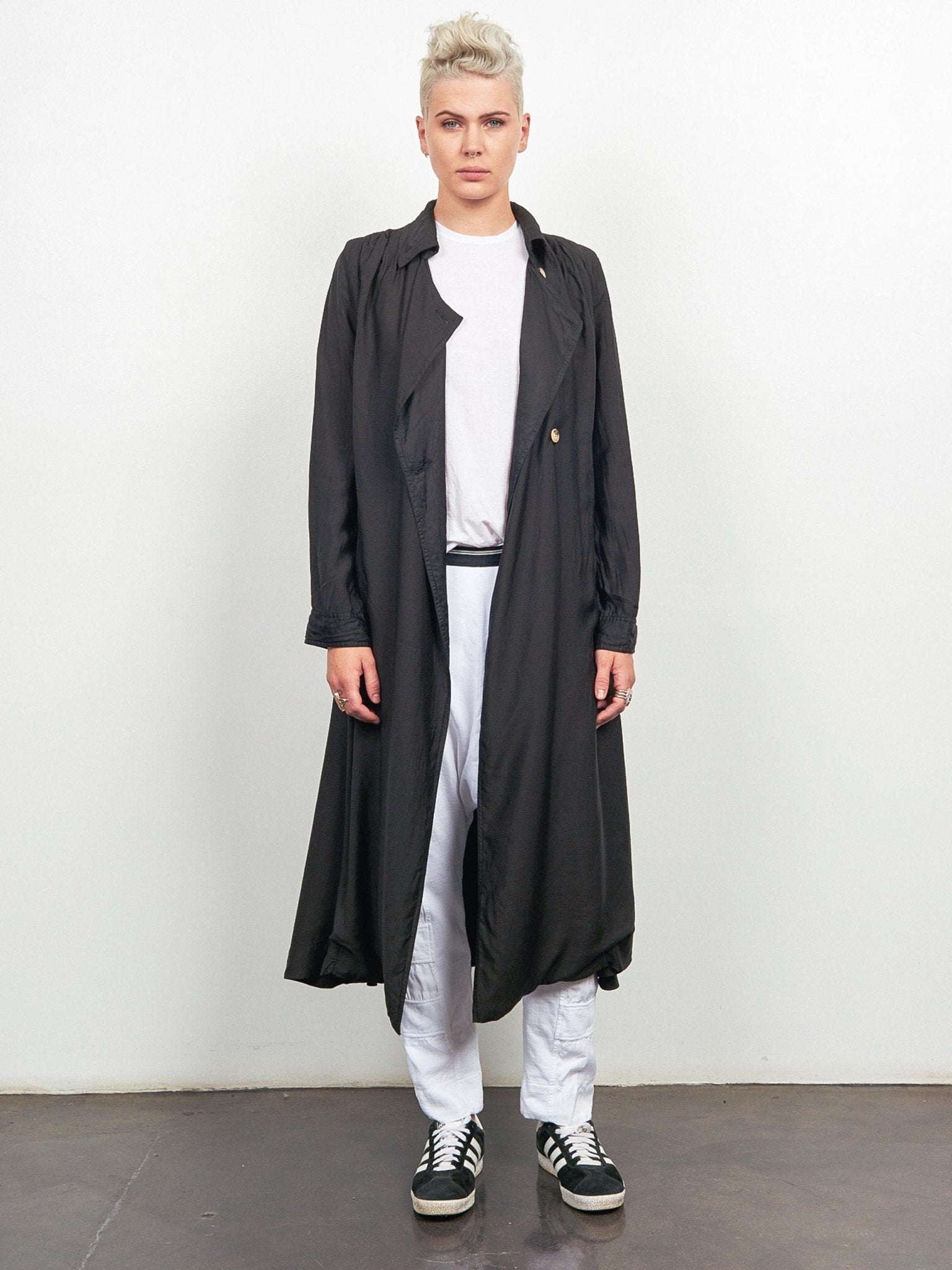 Elements Trench Coat Black. Sample – Burning Torch Online Boutique