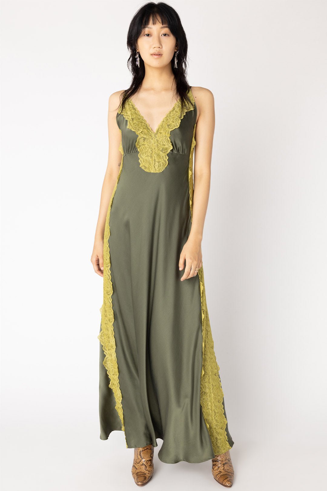 LAUREN SLIP DRESS, ARMY - SAMPLE 30555 – Burning Torch Online Boutique