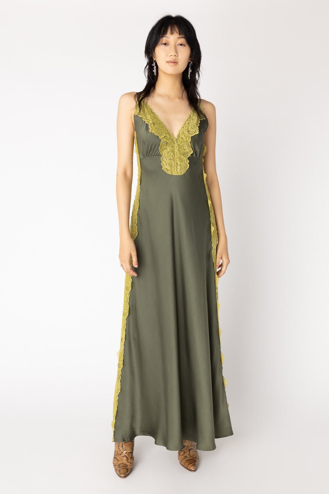 LAUREN SLIP DRESS, ARMY - SAMPLE 30555 – Burning Torch Online Boutique