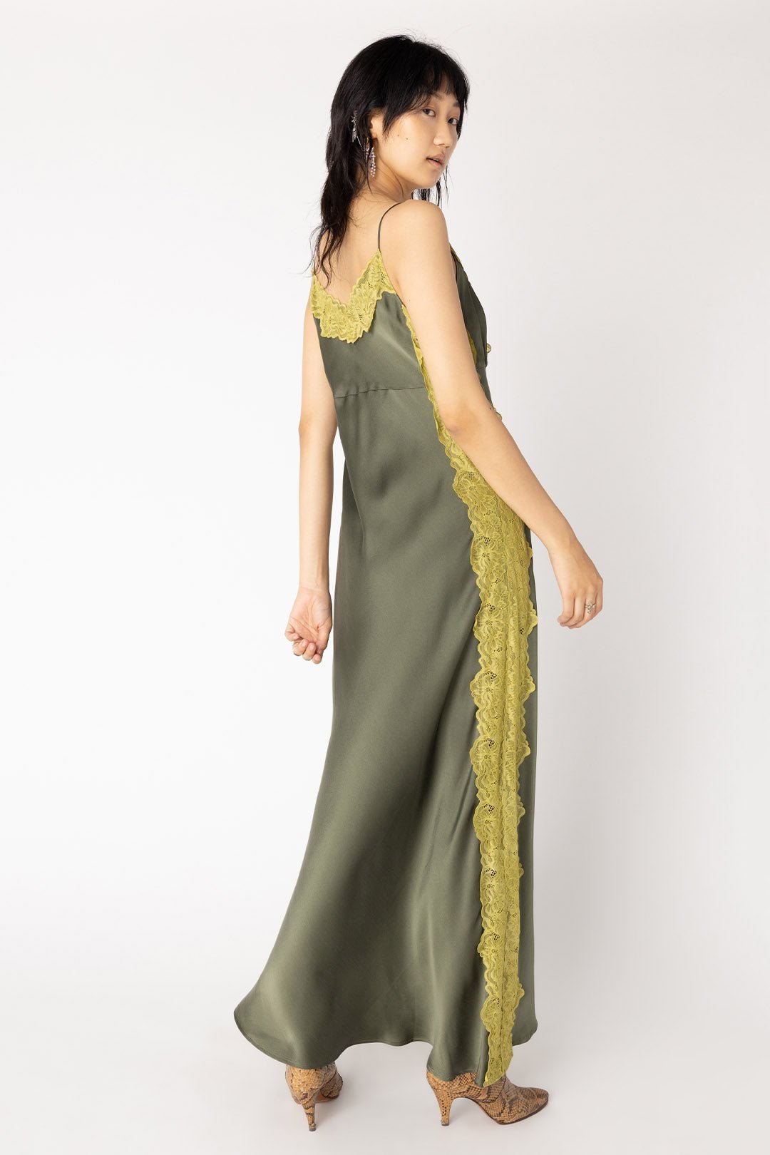 LAUREN SLIP DRESS, ARMY - SAMPLE 30555 – Burning Torch Online Boutique