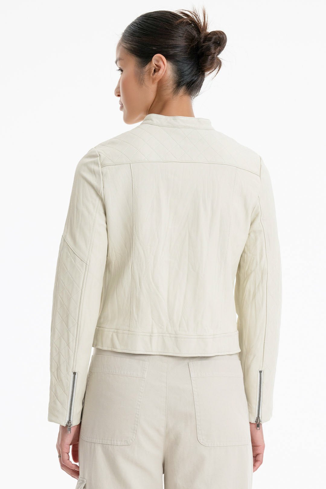 QUILTED WASHED LEATHER JACKET, PEARL – Burning Torch Online Boutique