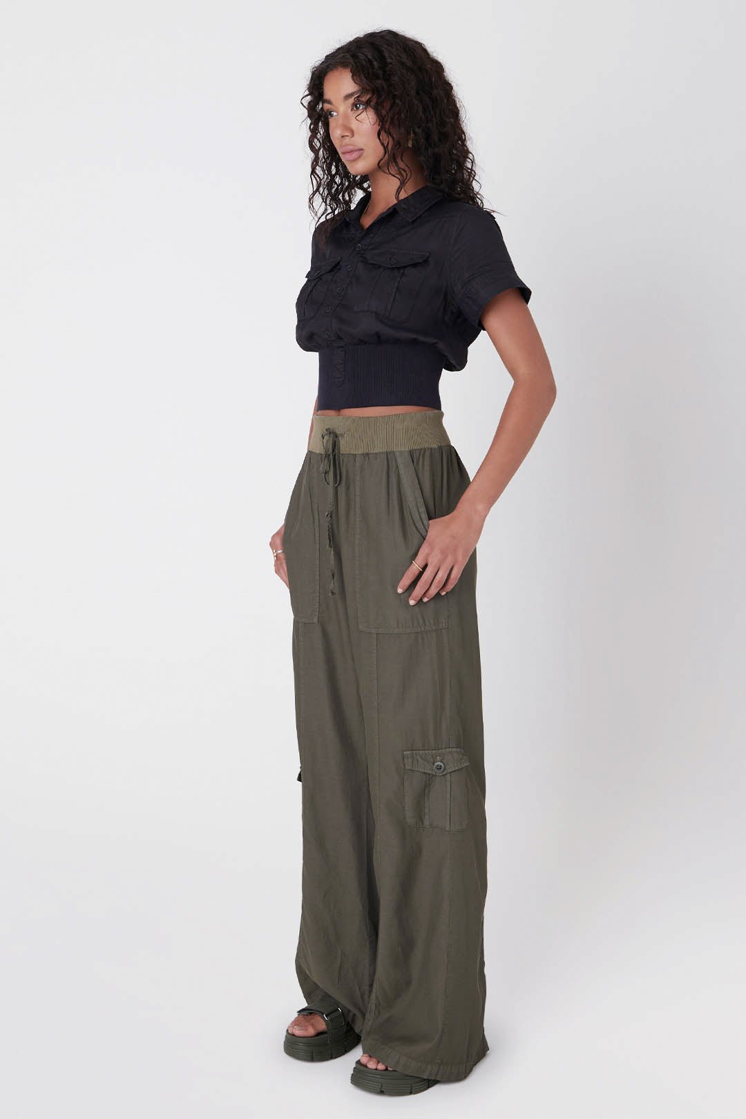 SERENGETI WIDE LEG CARGO PANT, ARMY, SAMPLE – Burning Torch Online Boutique
